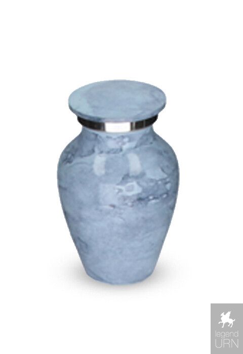 Aluminium Mini Urn 'Elegance' light blue marble look | legendURN US