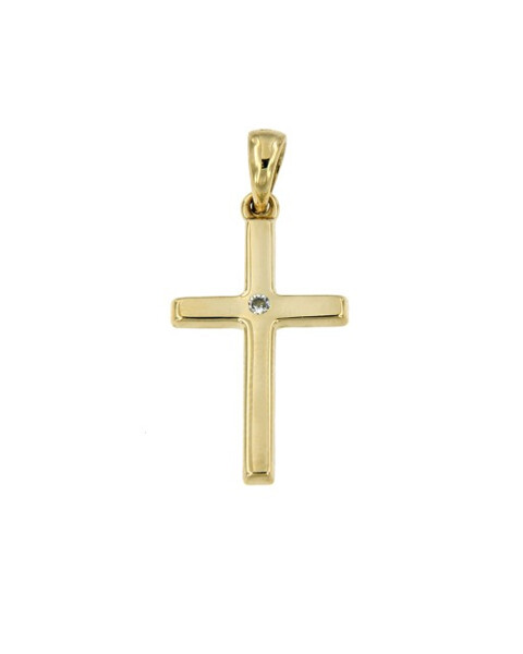 14 carat yellow gold Memorial Pendant 'Cross' with zirconia | legendURN US